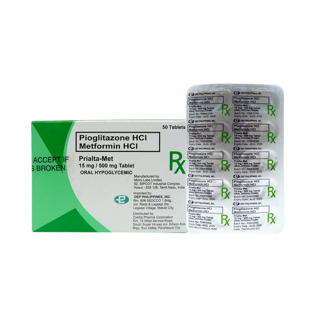 PRIALTA-MET Pioglitazone Hydrochloride / Metformin Hydrochloride 15mg ...
